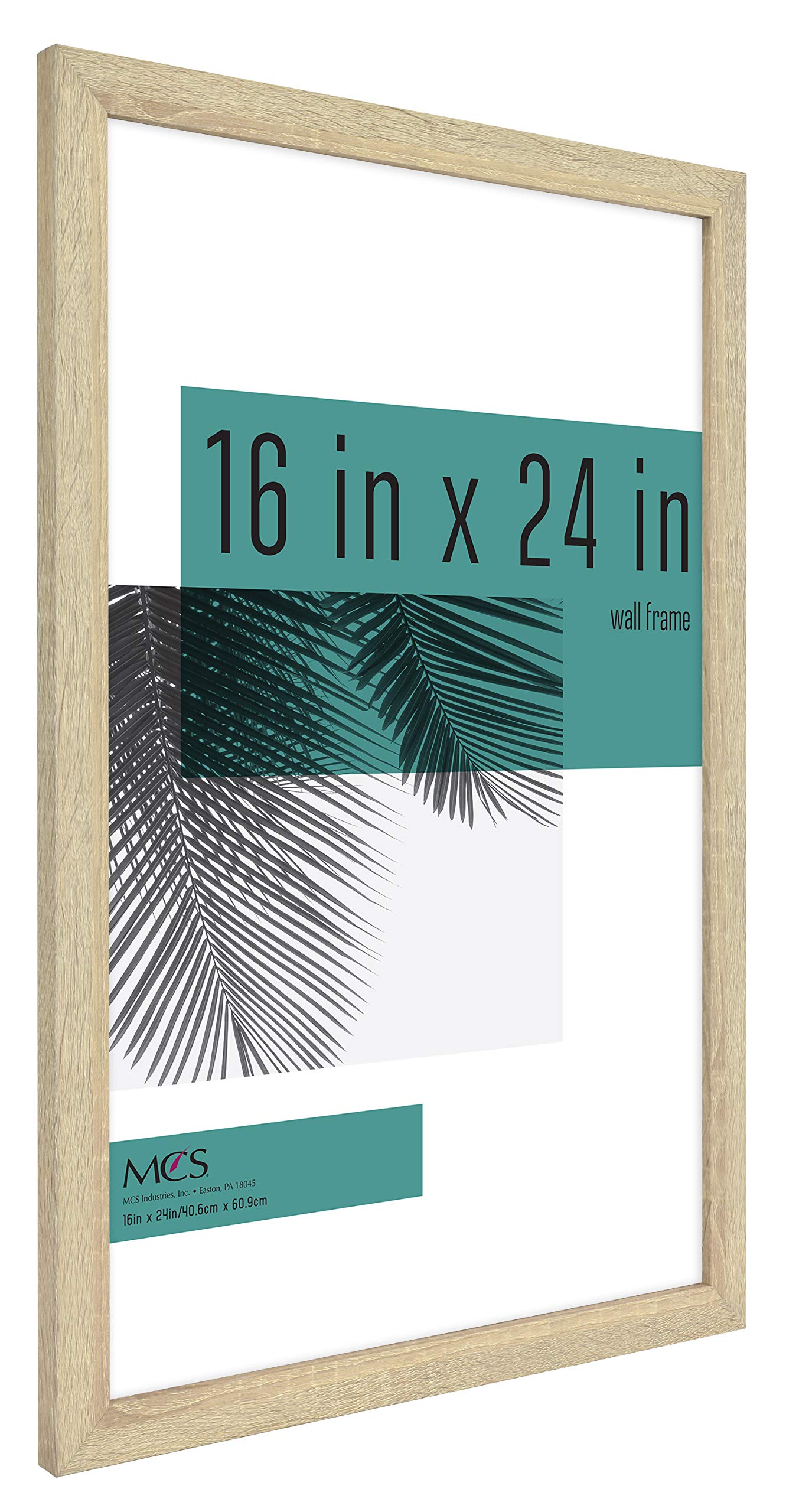 MCS Studio Gallery 16x24 Poster Frame Natural Woodgrain, Vertical & Horizontal Wall Hanging Large Picture Frame for Photos, Posters & Art Prints (1-Pack)