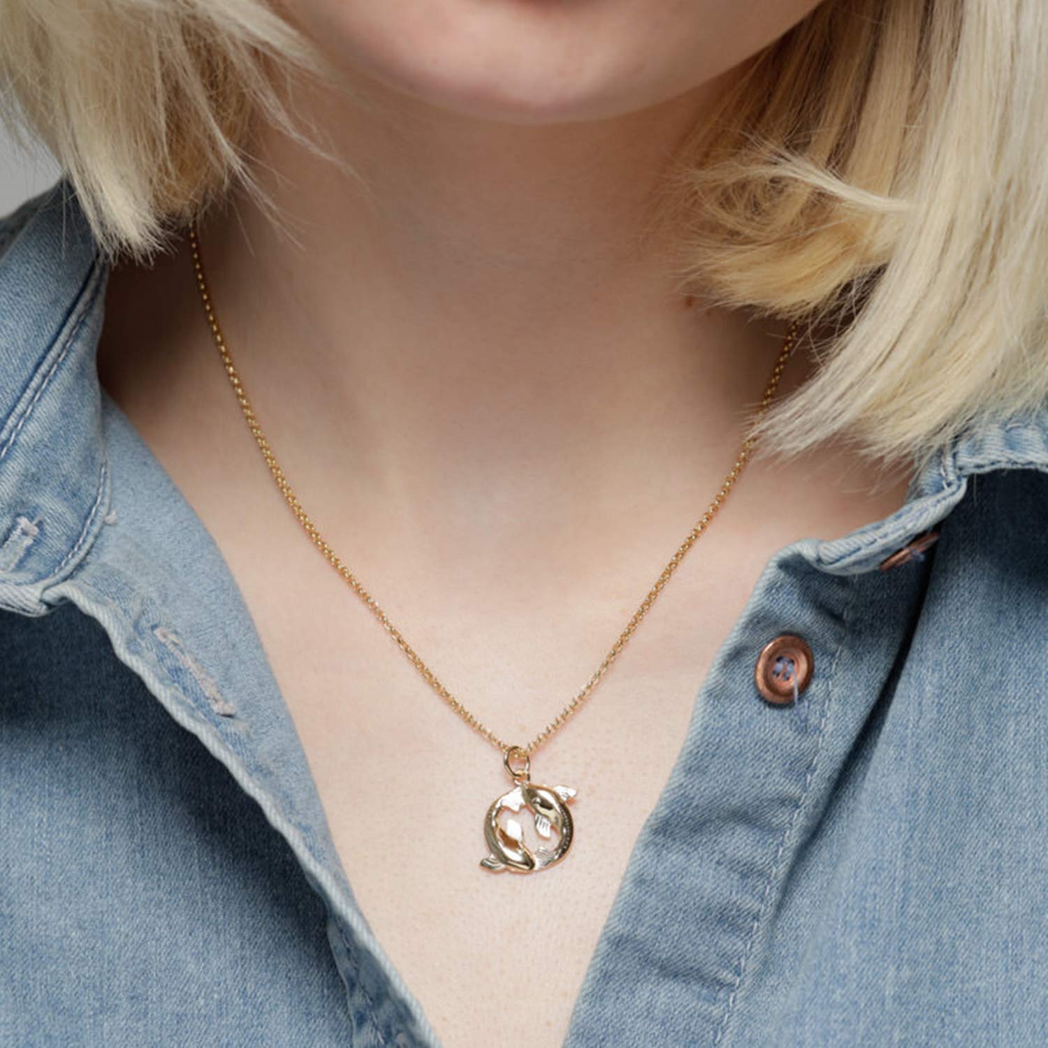 Lily Charmed - 18k Gold Plated Koi Fish Pisces Zodiac Necklace with 16 to 18 Inch Adjustable Chain