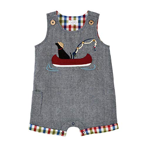 Mud Pie Baby Boys' Dog Boat Shortall, Blue, 12-18 Months