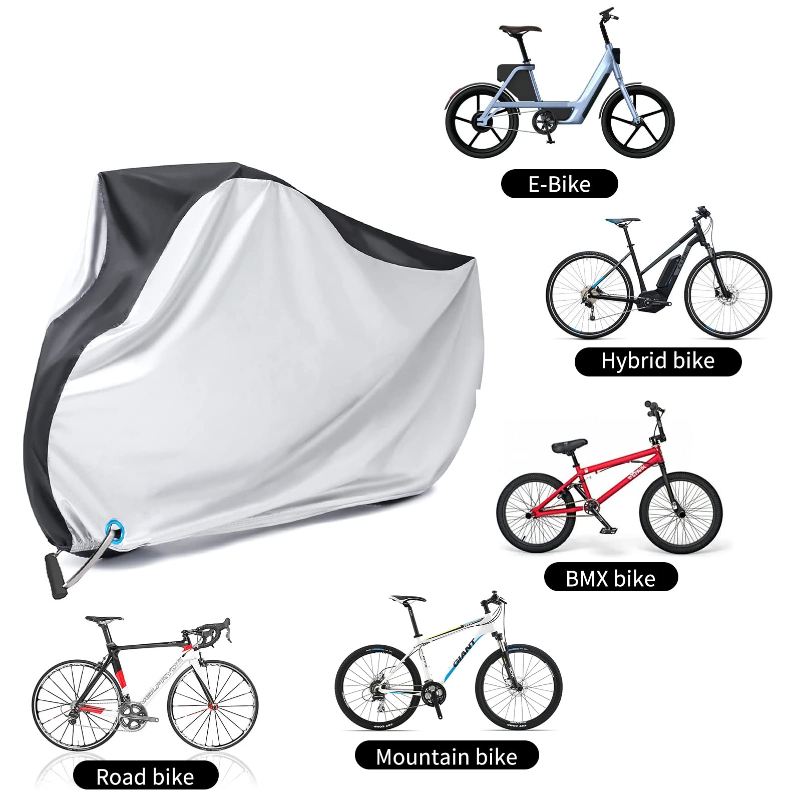 ResArea Waterproof Bike Cover with Lock Hole Outdoor Bicycle Cover Rainproof windproof Sun UV Protection Polyester Fabric Cycle Cover