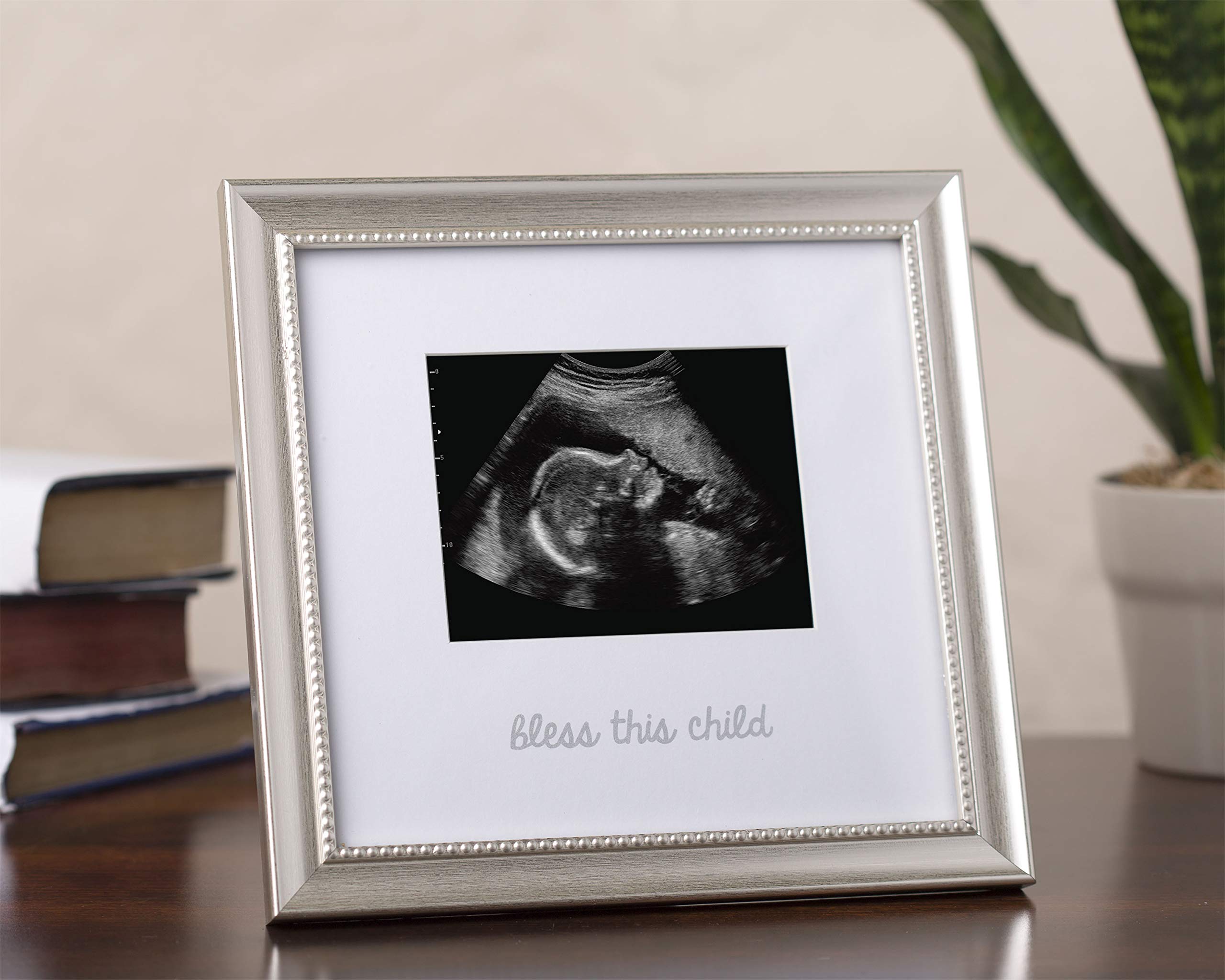 Lil Peach Photo, Bracelet, and Sonogram Frame, Makes Perfect Nursery Décor, Creative Baby Gift, or Addition to Baby Registry, Silver