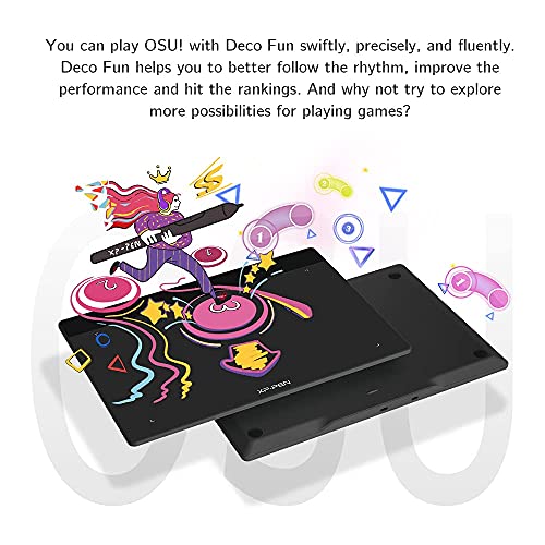XPPen Deco Fun L Graphic Drawing Tablets 10x6 Inches Digital Drawing Pad Art Tablet with 8192 Levels of Pressure Battery-Free Stylus for Digital Drawing, Animation, Online Teaching(Black)