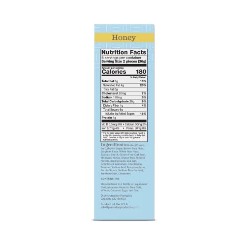 Pamela's Gluten Free Graham Crackers, Honey, Pie Crust, S'mores & Snacks, 7.5 Ounce (Pack of 6)