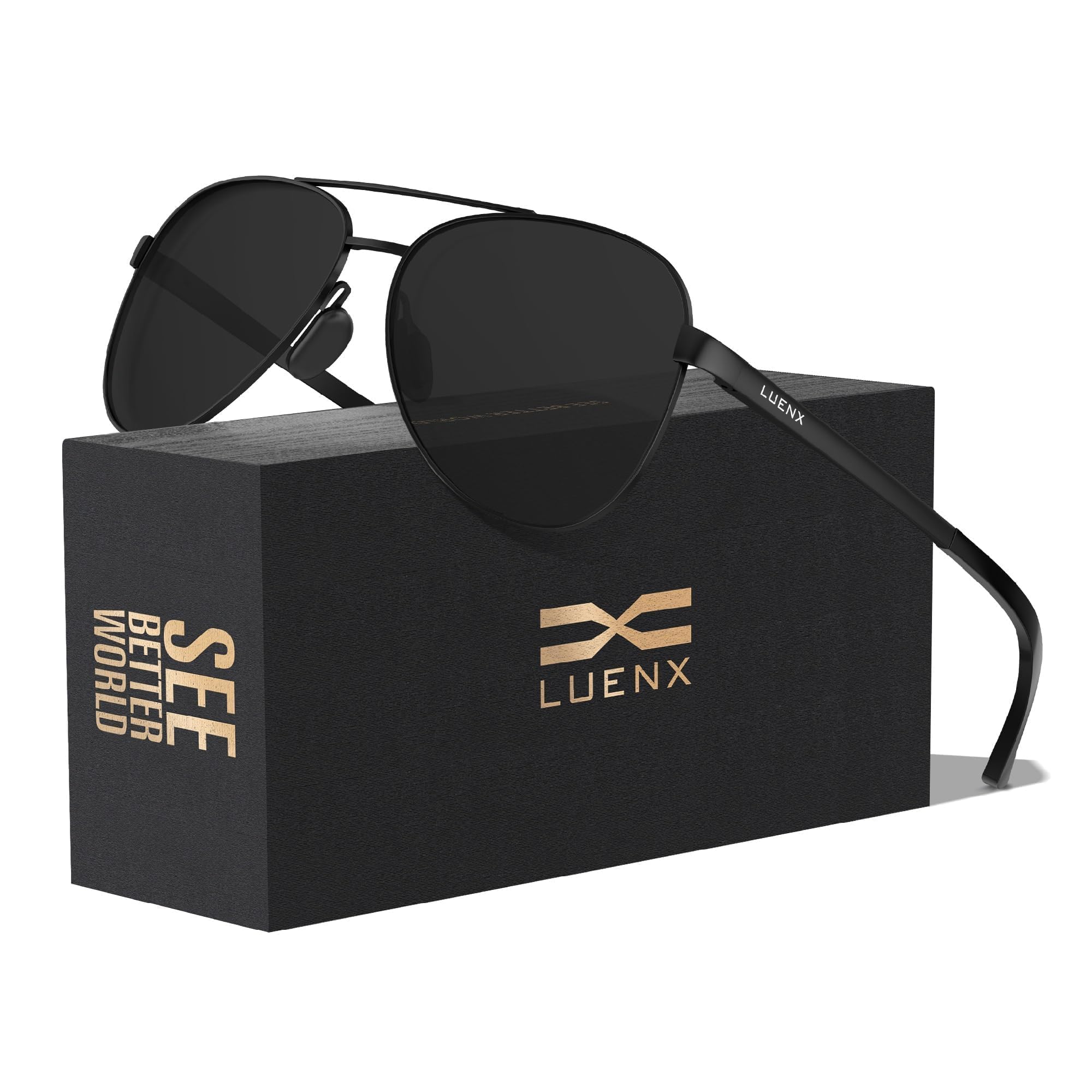 LUENX Aviator Sunglasses for Men Women - Polarized Driving uv 400 Protection (Gradient Blue-A5)
