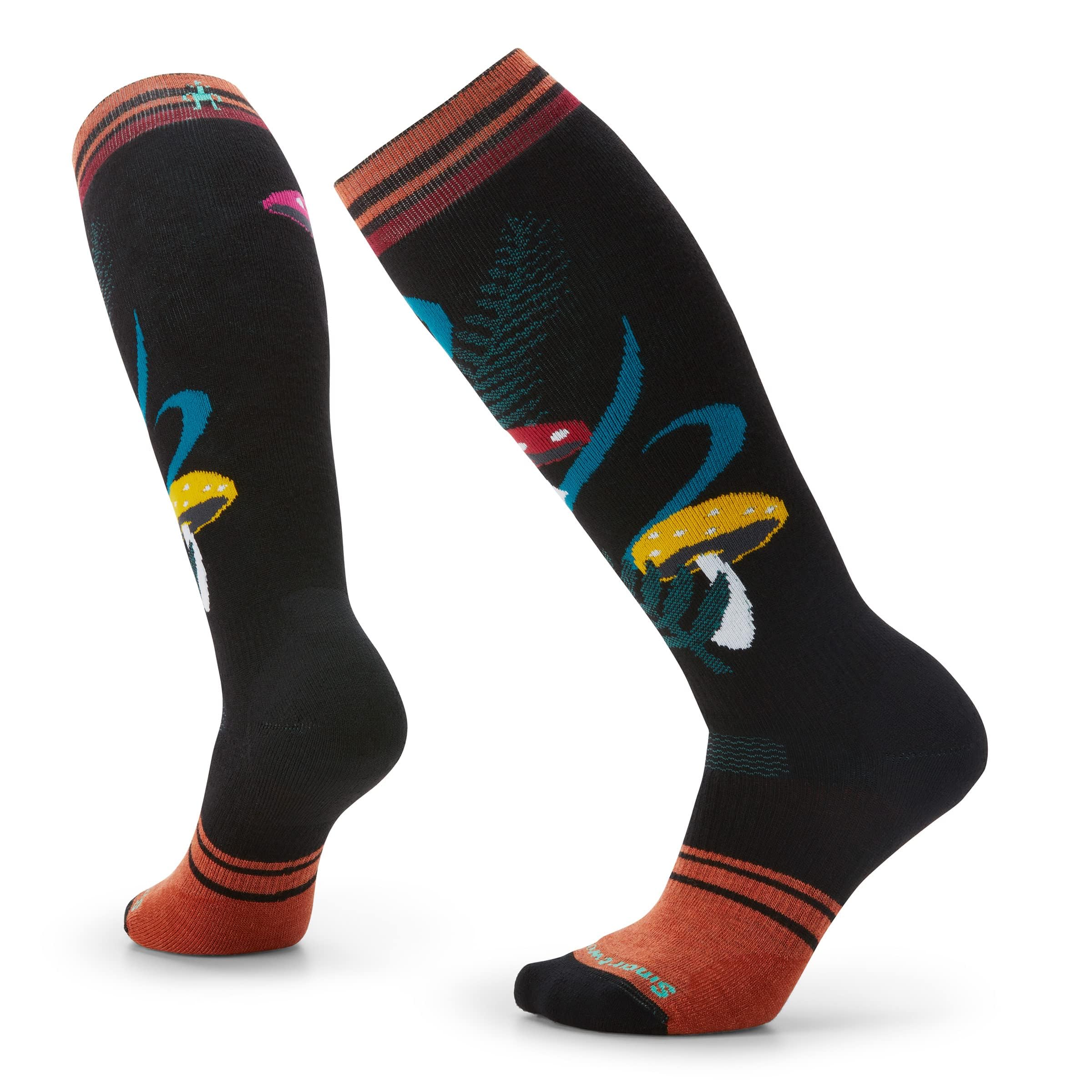 Smartwool Women's Snowboard Mushroom Fabulous Full Cushion Merino Wool Over The Calf Socks, Black, Small