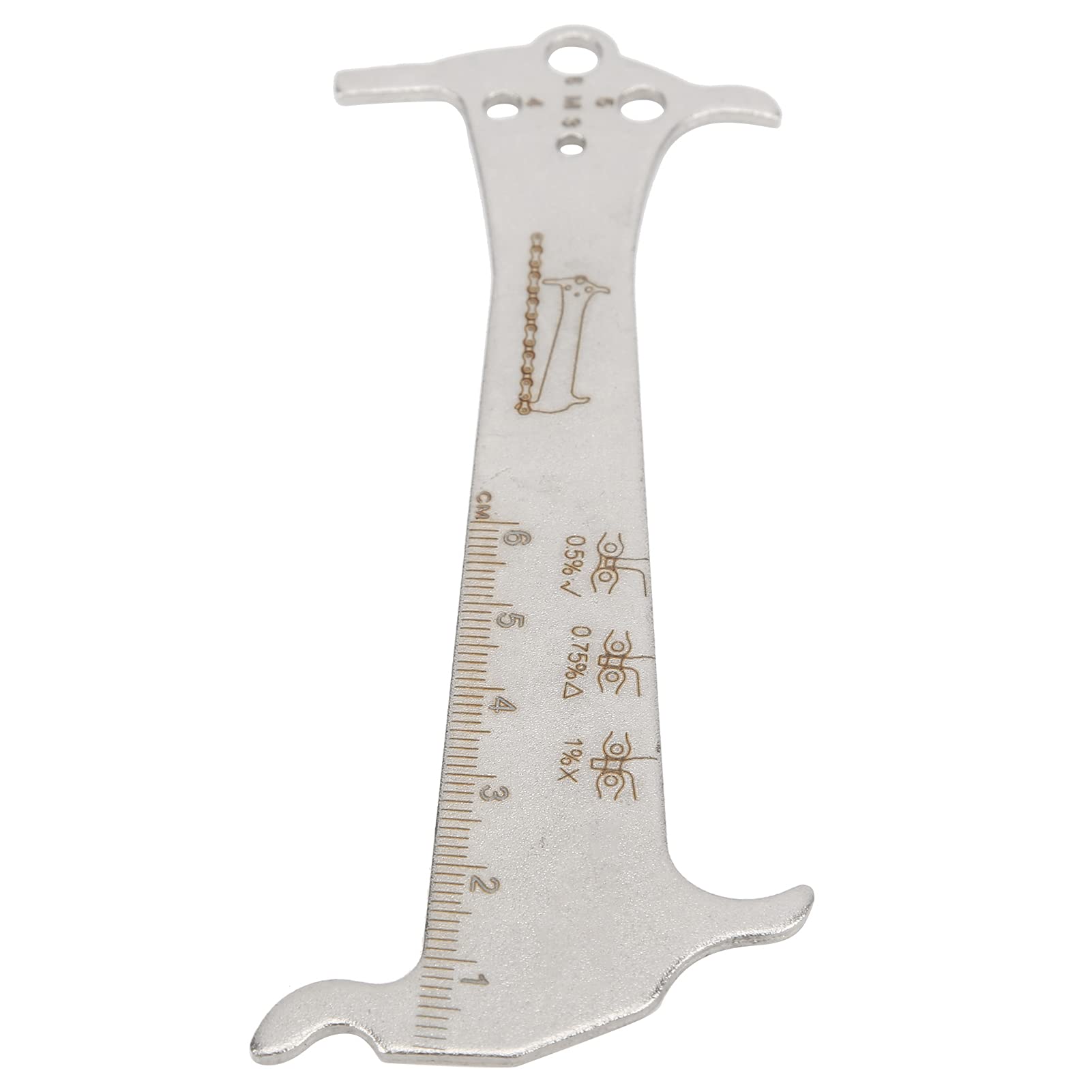 Silver 3 in 1 Mountain Bike Chain Measuring Ruler Road Bike Chain Wear Measuring Tool Durable and Burr Free