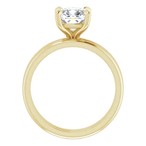 Solid Gold Engagement Ring Set for Women, Handmade 2 Carats Cushion Cut Moissanite Solitaire Ring Set Diamond Wedding Bridal Ring Anniversary Propose Gift Her, 10K/14K/18K, 925 Silver