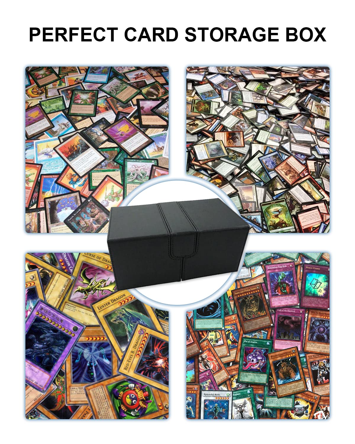 SZRKRLA X-Large Double Deck Box with 3 Tray Pro Twin Flip Deck Case for 200+ Sleeved Cards Fits for MTG/TCG/CCG with 3 Tray