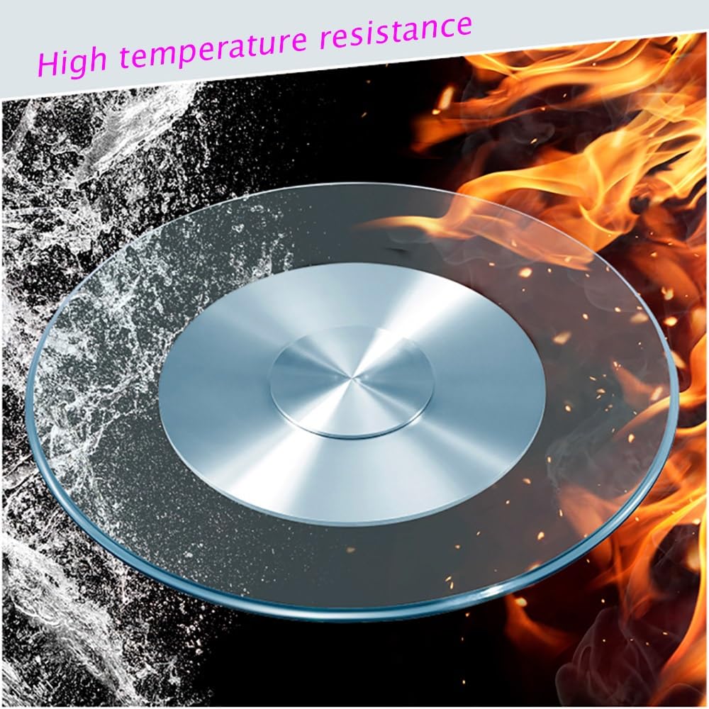 MAGILL Lazy Susan Tempered Glass Turntable Clear Rotating Serving Plate - 24/28/32inch Round Tabletop Rotating Tray Silent & Smooth Easy to Share Food (Color : Clear, Size : 80cm/32in)