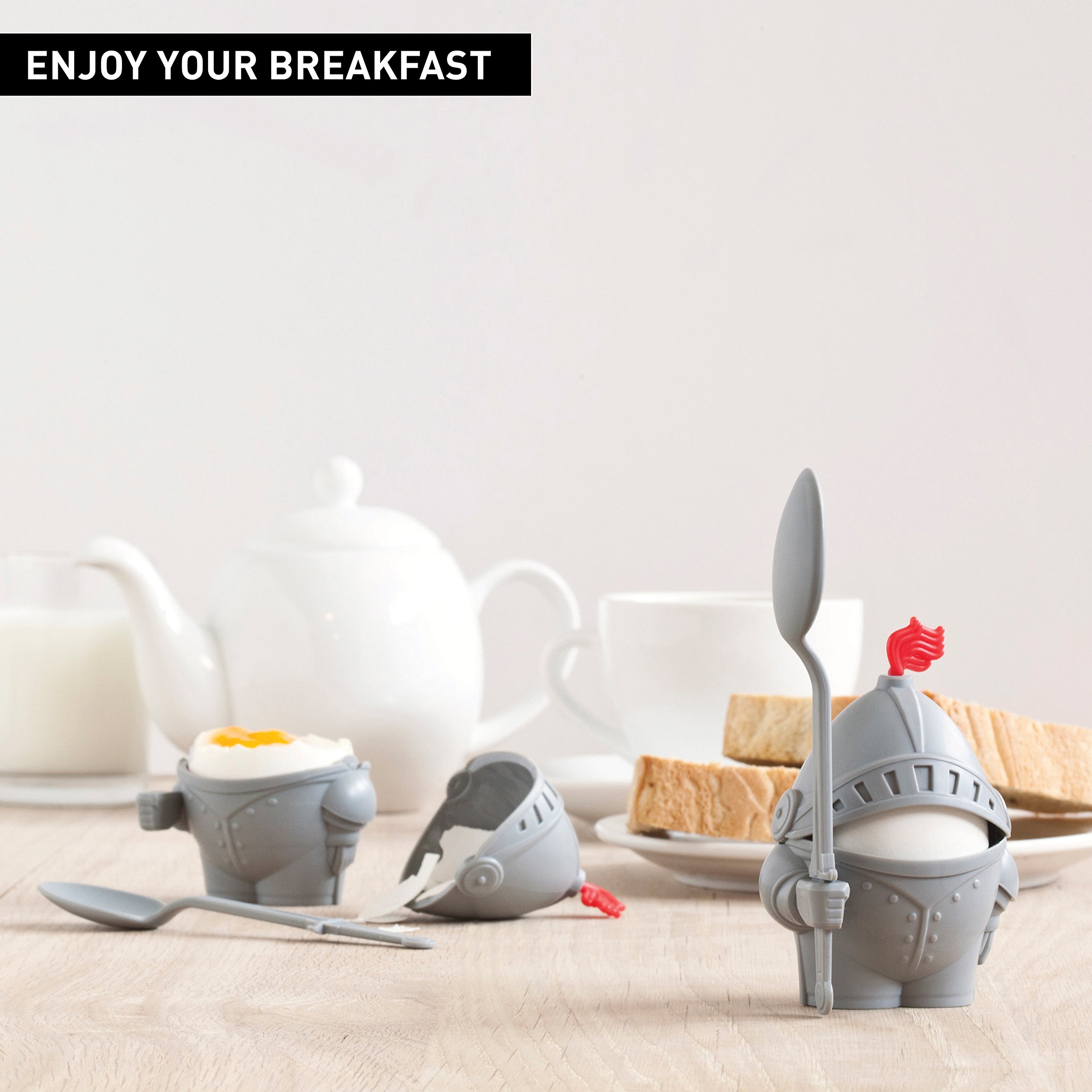 PELEG DESIGN Egguins 3-in-1 Cook, Store and Serve Egg Holder + Arthur- Soft or Hard Boiled Egg Cup Holder With a Spoon Included Bundle