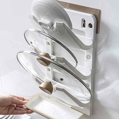 WWFS Pot Cover Rack Wall Hanging, Punch-Free Multifunctional Cutting Board Rack, Shelf for Pot Cover, Chopping Board Storage Rack