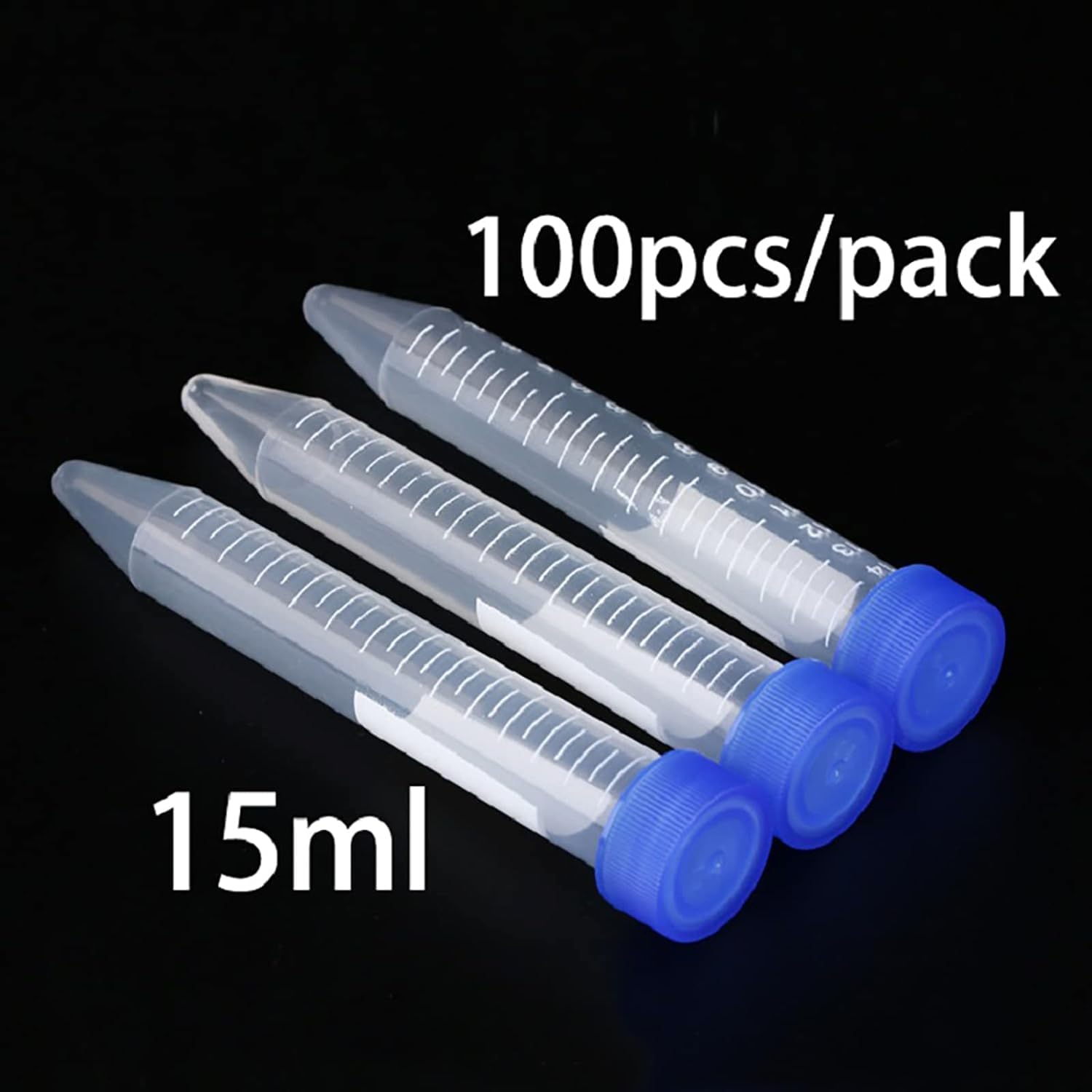 zommto Conical Tubes Sterile 200 PCS,Centrifuge Tubes 15mL, Leak-Proof Screw Caps, Plastic Container with Graduated & Write Marks(Blue), Non-Pyrogenic, DNase/RNase Free, Human DNA-Free, Bag Pack (15ml-200PCS-Blue)