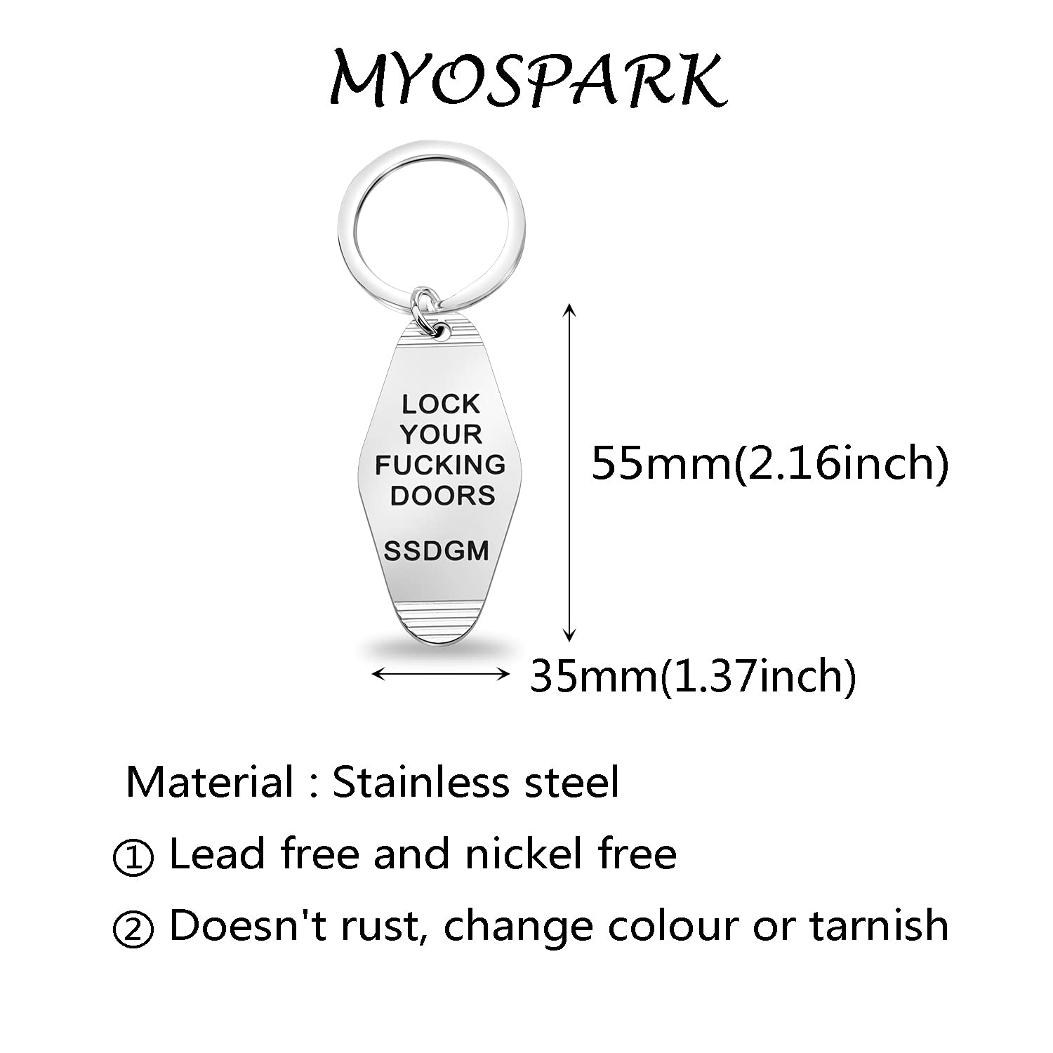 MYOSPARK Lock Your Fucking Doors Hotel Motel Keychain My Favorite Murder SSDGM Motel Style Keychain SSDGM True Crime Gift (Lock Doors Hotel KC)