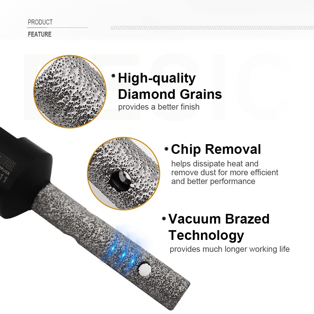 SHDIATOOL Diamond Finger Milling Bits of Enlarging and Shaping Round Bevel Existing Holes 1-1/8inch for Tile Porcelain Hard Ceramic Stone 30mm