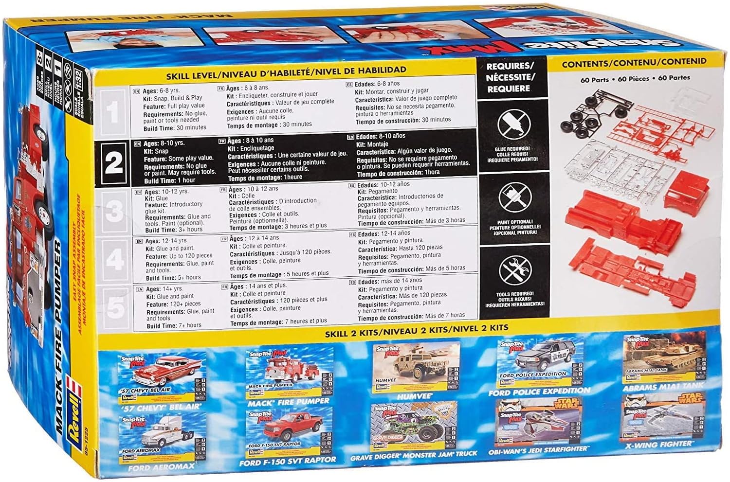 Revell SnapTite 85-1225 Mack Fire Pumper 1:32 Scale 60-Piece Skill Level 2 Model Building Fire Truck Kit