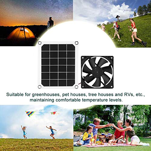 Solar Powered Fan, 6V 10W Solar Panel Exhaust Fan Waterproof Solar Power Extractor Fan USB Solar Panel Greenhouse Fan, for RV Greenhouse Pet House Chicken House