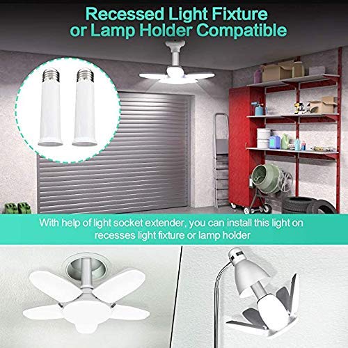 LIGHTOTECH 2Pack Garage Lights Ceiling LED,82W 8000Lm LED Garage Lighting Deformable LED Garage Lights E26 Garage LED Bulb, 6000K Daywhite LED Shop Light for Garage Workshop