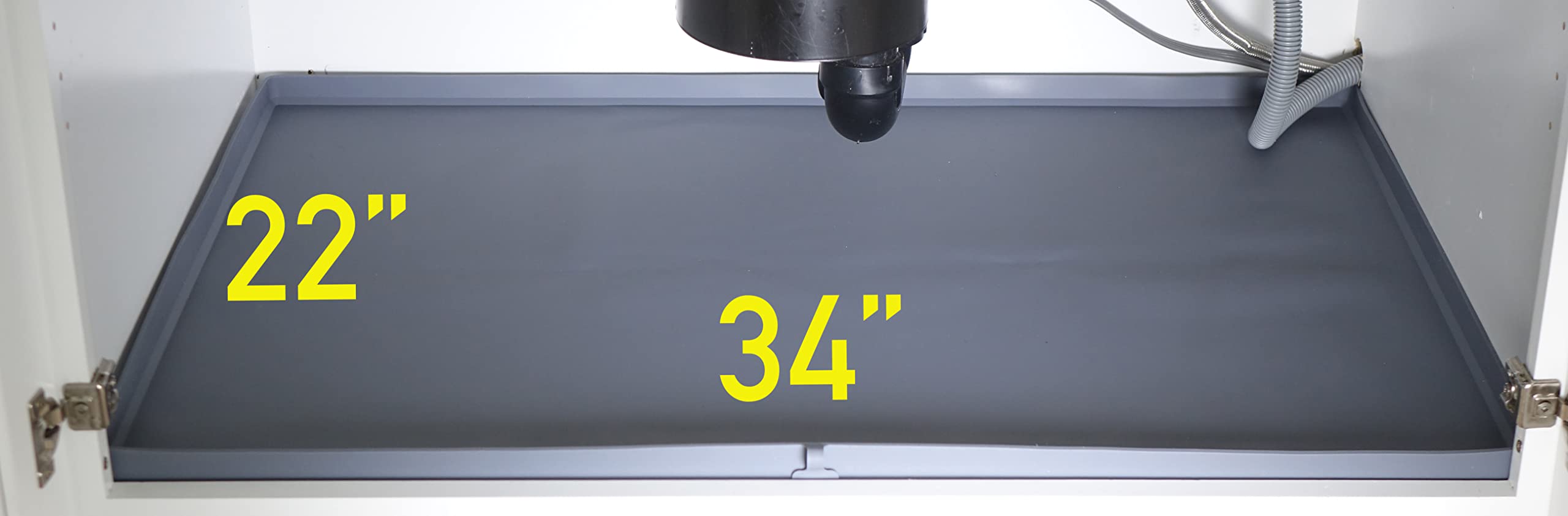 Premium 34β x 22β Under Sink Mat with Bonus Faucet Splash Guard: Waterproof Silicone Kitchen Sink Mat with Drain Hole - Rubber Mat Cabinet Protector, Anti-Slip, and Waterproof Kitchen Cabinet Liner