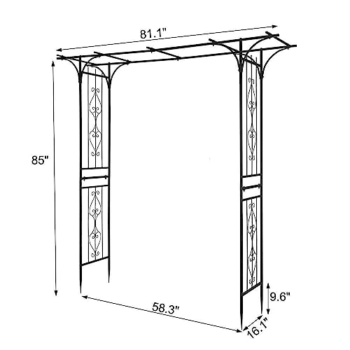 Metal Garden Arch 7 FT Garden Arbor for Climbing Plant Outdoor Wedding Black
