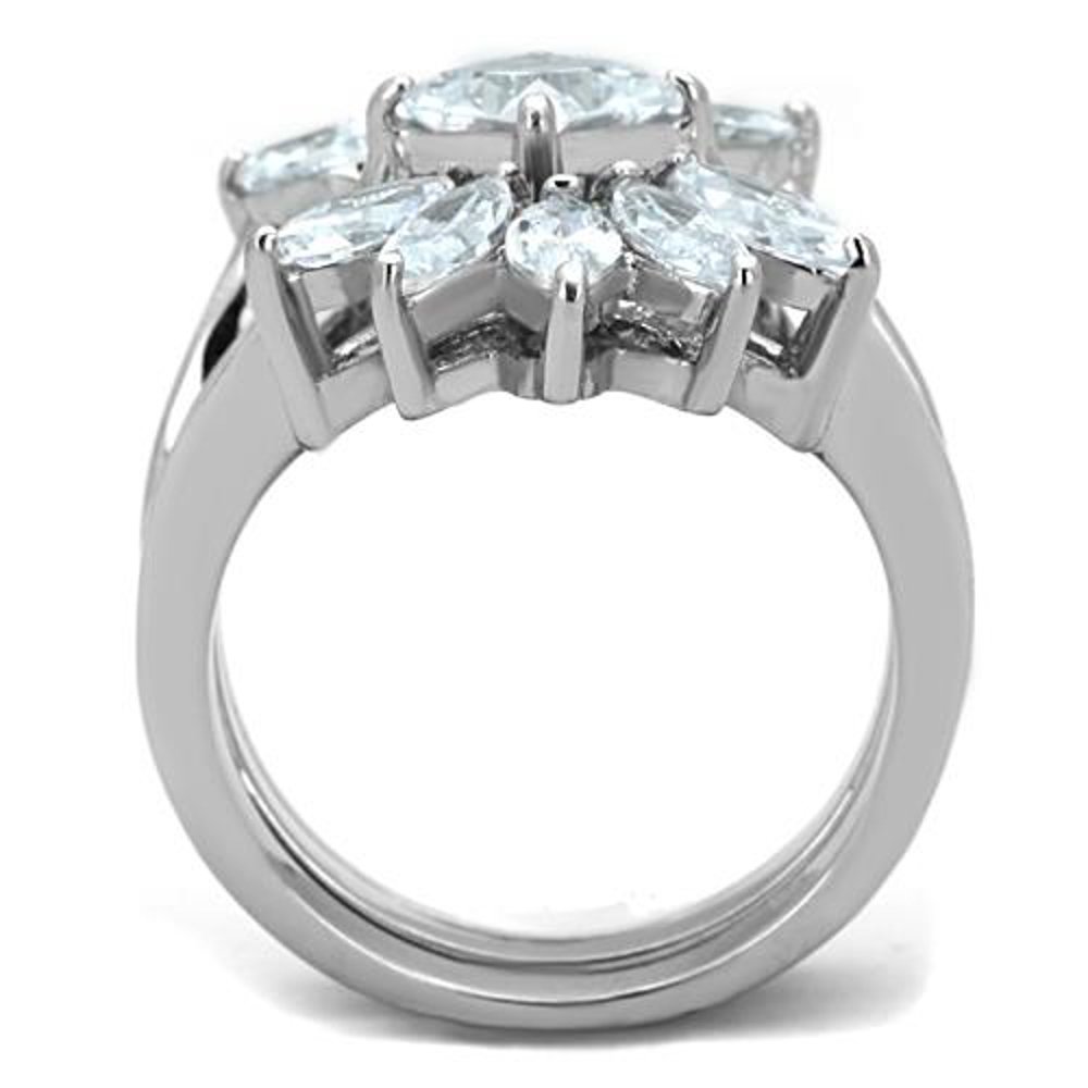 Marimor Jewelry Women's Stainless Steel 316 AAA Grade Cubic Zirconia 3 Piece Wedding Ring Set Size 9