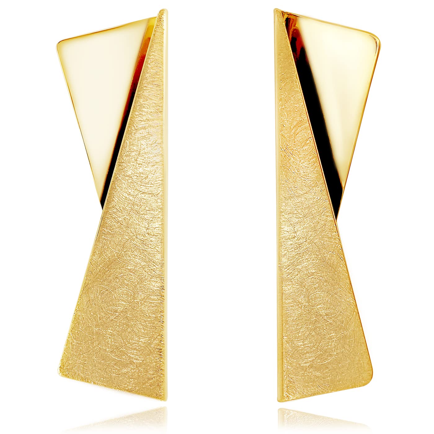 OZEL - Teardrop Dangle Earrings Brushed Finished Earrings - 14k Yellow White Gold Plated High Polished Statement Jewelry Gift for Women â Geometry Shape (G302227)