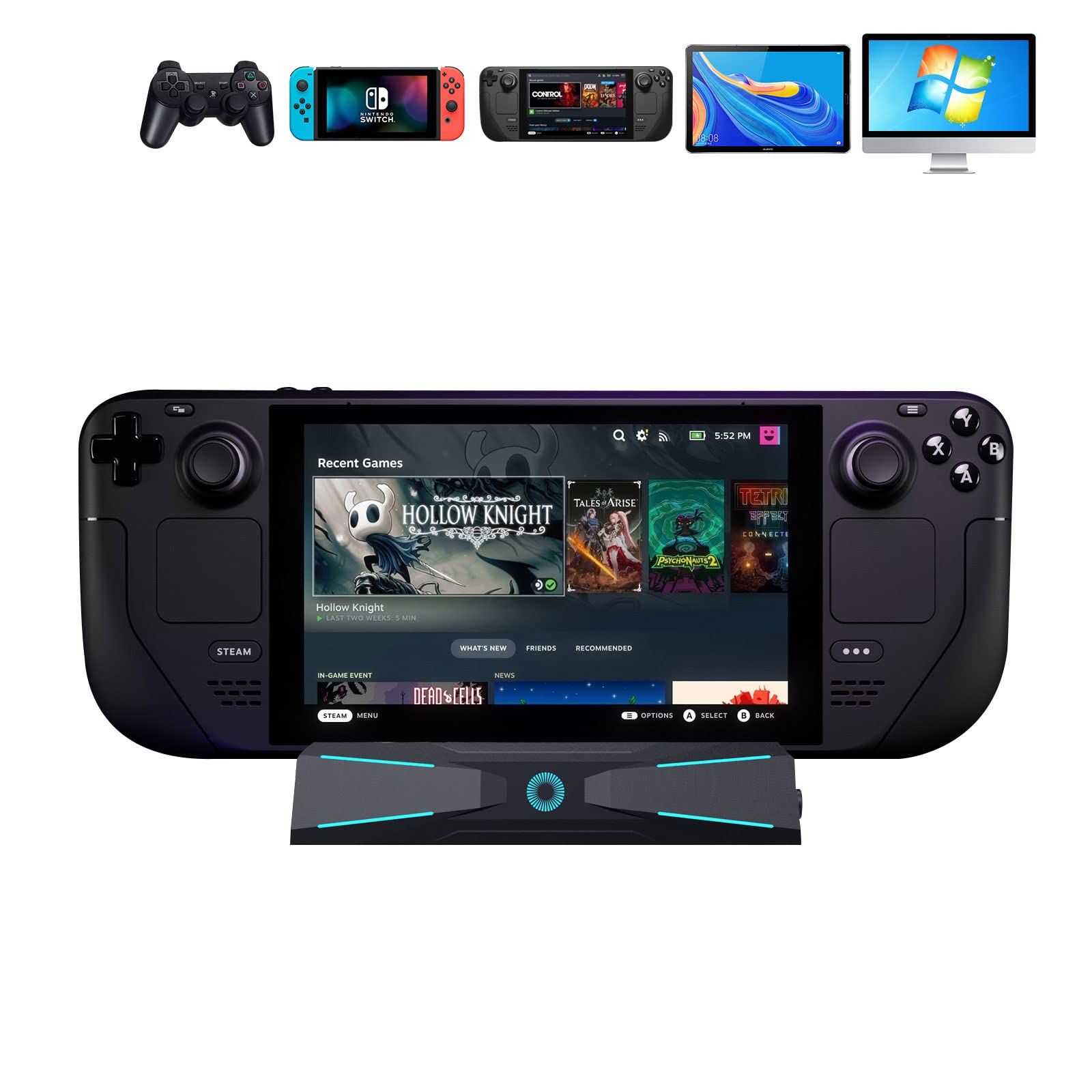 TV Docking Station Compatible for Switch Steam Deck 6-in-1 Hub Steam Deck Dock Switch Dock with 4 USB-A 3.0, HDMI, PD 3.0 Fast Charger USB-C, and Full Speed Charging USB-C Port Designed