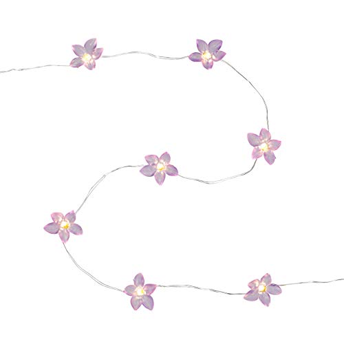 Lights4fun, Inc. 20 Purple Flower Battery Operated Micro LED Silver Wire Outdoor String Lights