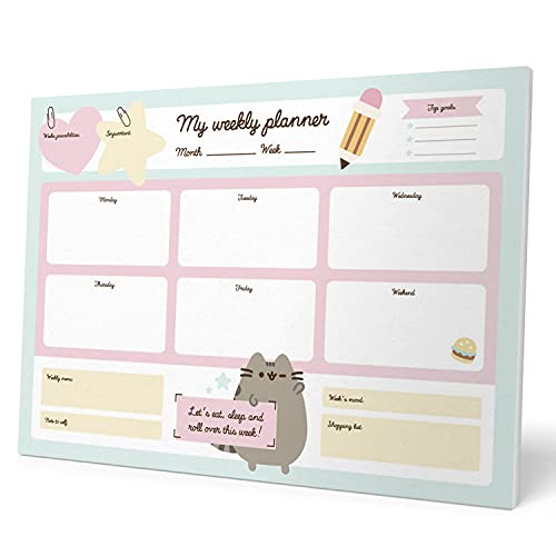 Official Pusheen A3 Desk Pad with Daily, Weekly and Monthly Calendar, Desktop Planner, Desktop Note Pad, 54 Undated Tear Off Sheets, 11.7 x 16.5 inches, To Do List - Kawaii Stationery (A3 SIZE)
