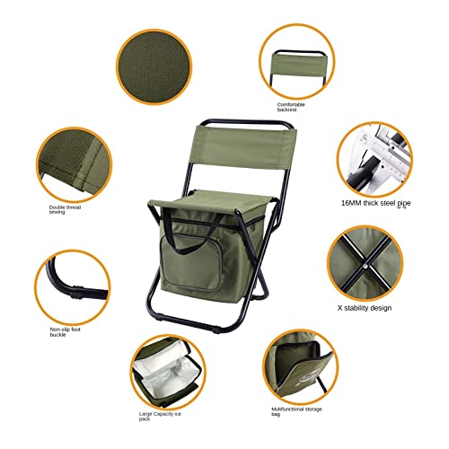 SMKOOP Portable Outdoor Folding Fishing Chair with Storage Bag with Back Insulation Function 3-in-1 Leisure Camping Fishing Chair