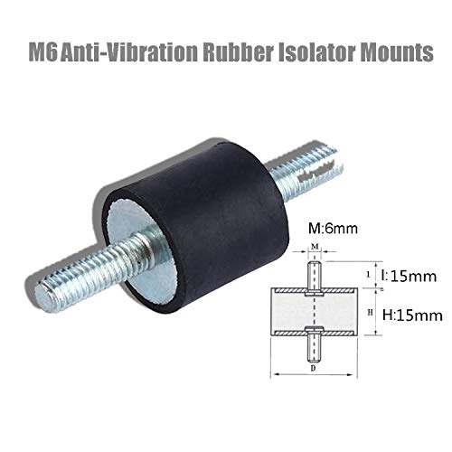Yosoo M6 Rubber Mounts Shock Absorbers Anti Vibration Silentblock Car Boat Bobbins, Pack of 4 (M6 20x15mm)