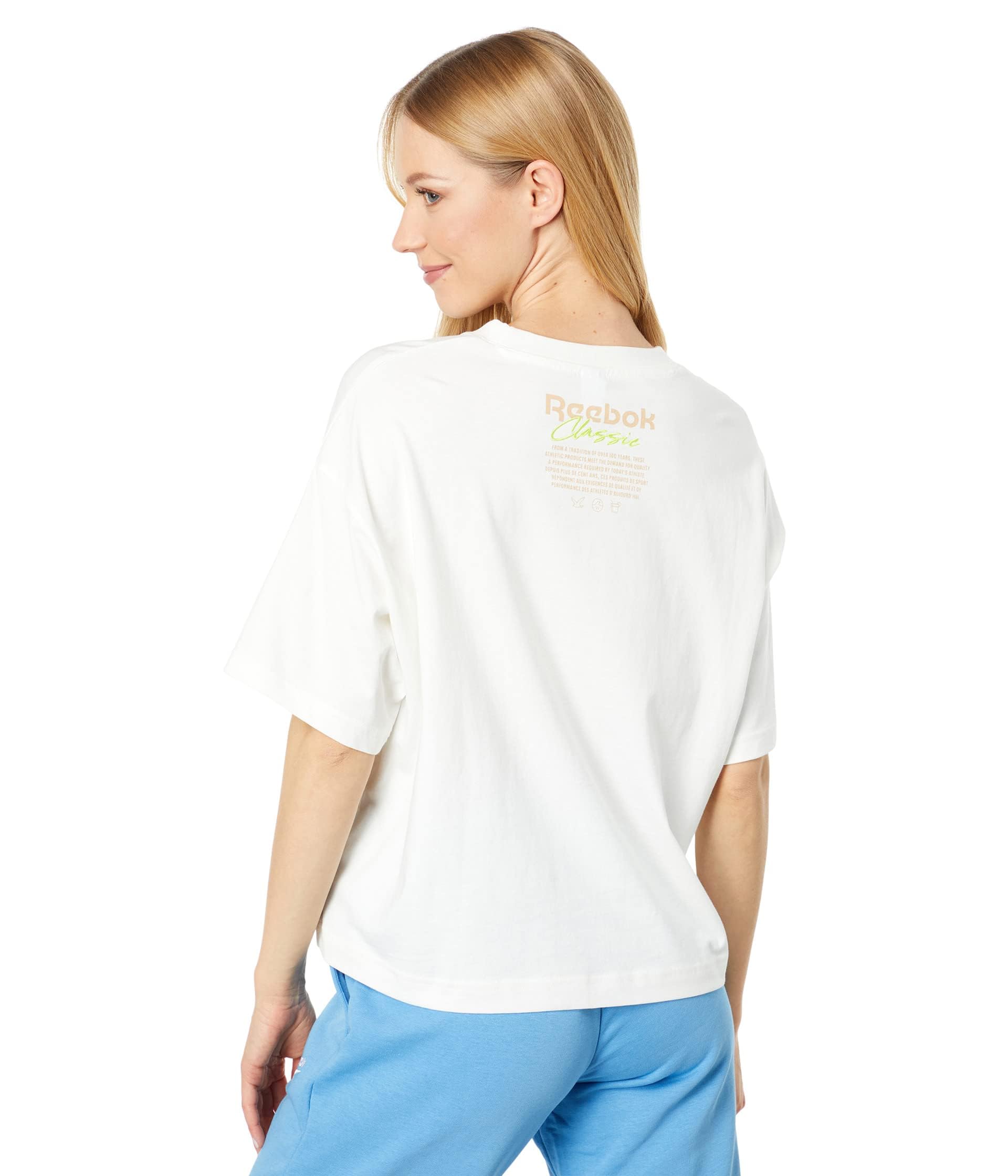 Reebok Women's Standard Tee, Chalk/Yellow/Graphic, Small
