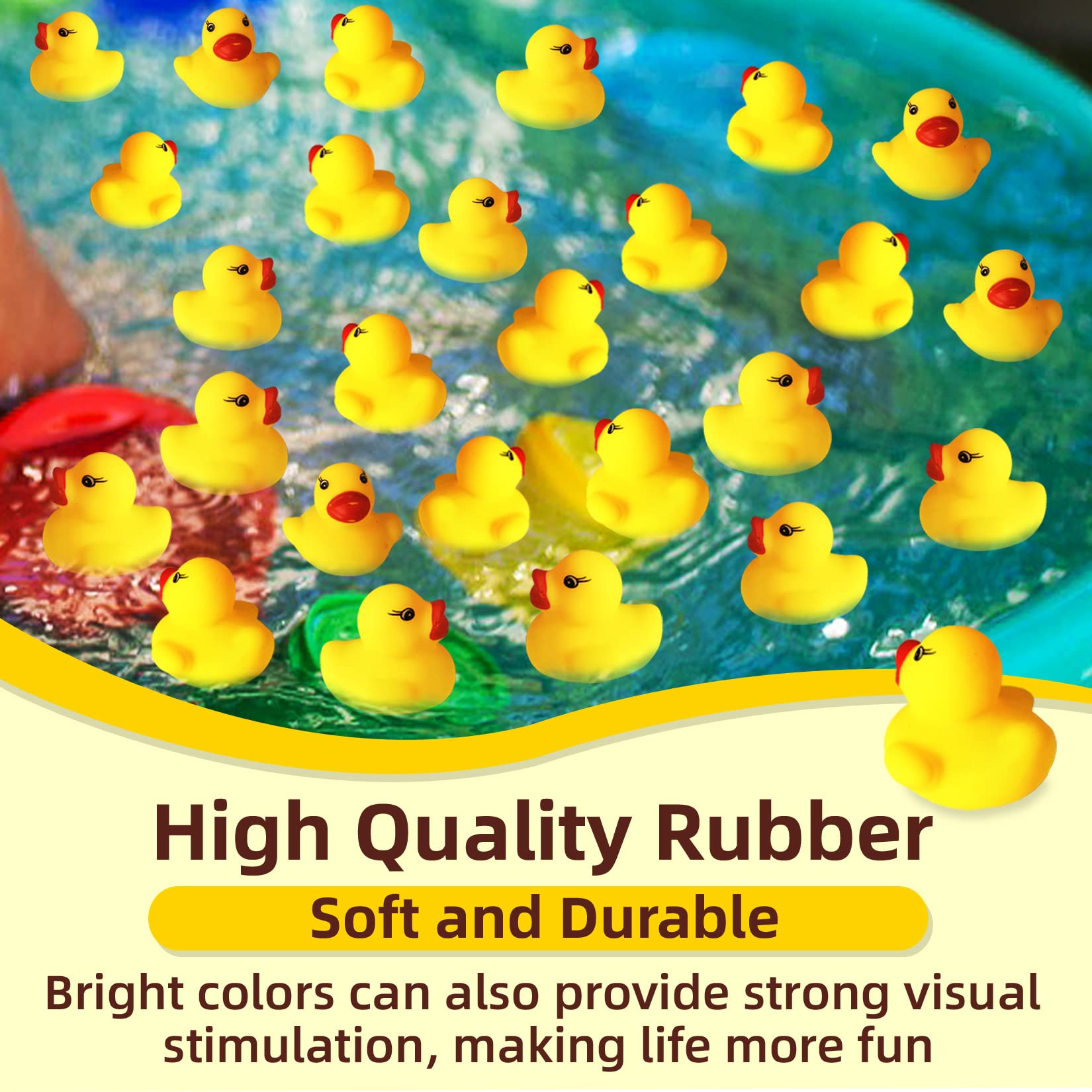 Sunioine 100 Pack Mini Rubber Ducks Float Rubber Ducky Bath Toy, Tiny Rubber Ducks in Bulk for Shower Decoration Ducks Themed Birthday Party Favors Gift Classroom Prizes Fun Carnival Game Supplies