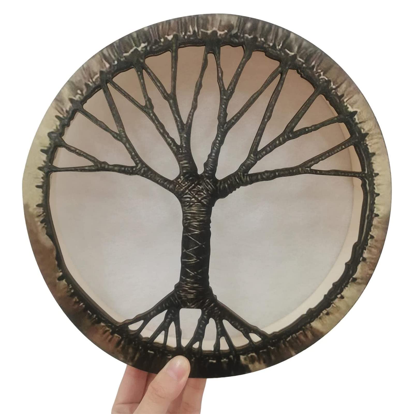 Takefuns Shaman Drum, Tree of Life Decoration Design, Handmade Shamanic Drum with Drum Sticks for Music Lovers