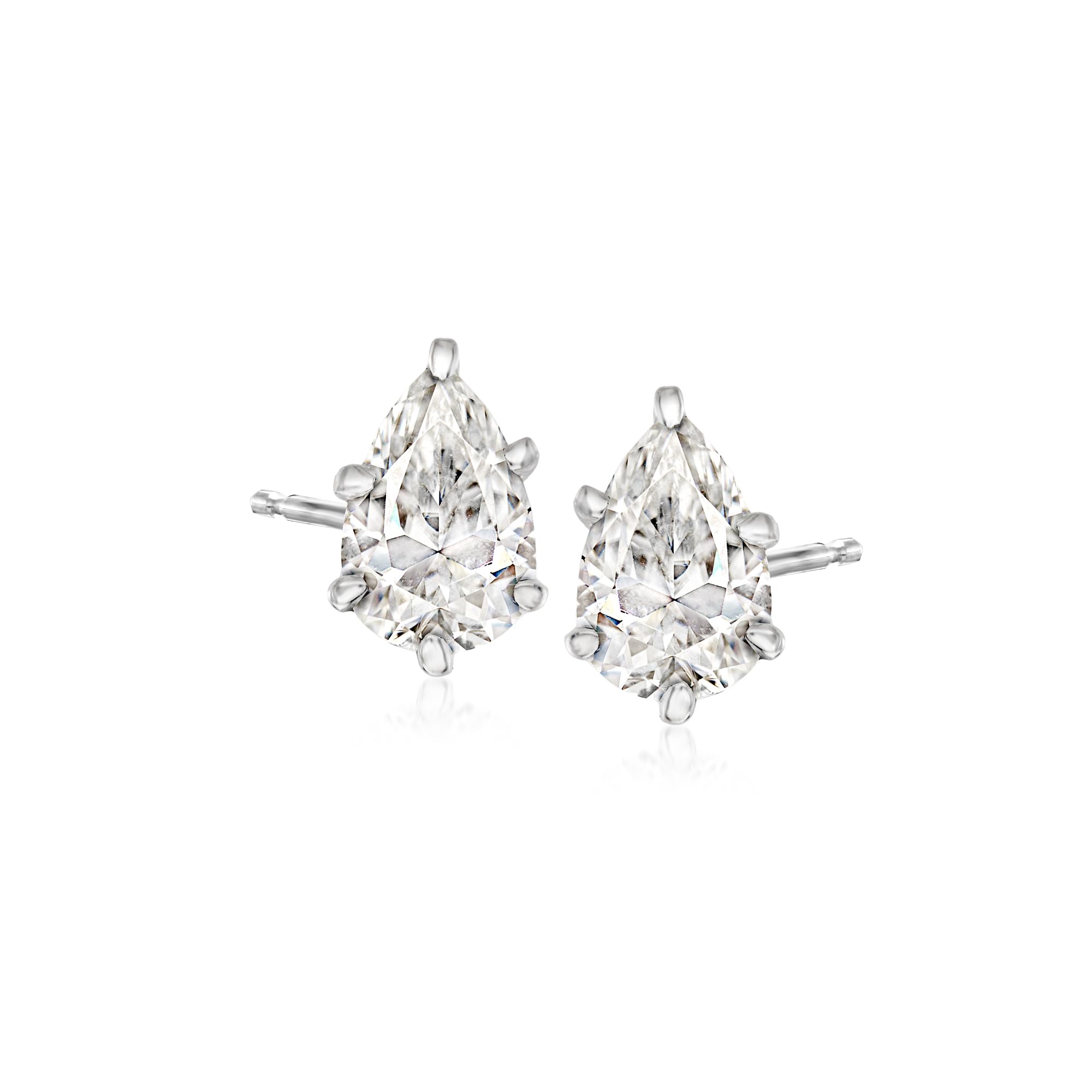 Ross-Simons 2.00 ct. t.w. Pear-Shaped Moissanite Stud Earrings in Sterling Silver