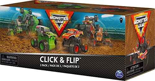 Monster Jam, 2-Pack Official Grave Digger and El Toro Loco Clip & Flip Monster Trucks, 1:43 Scale Kids Toys for Boys