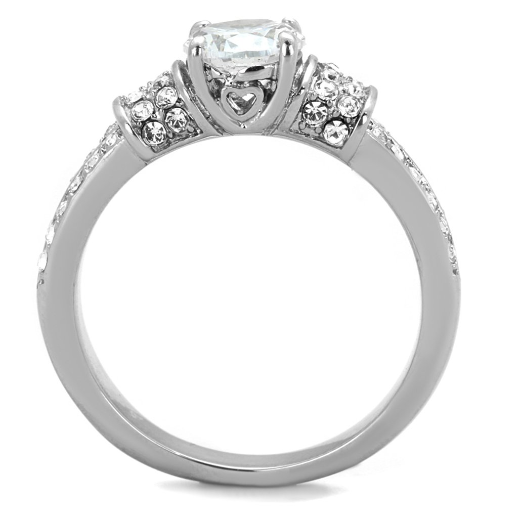 Marimor Jewelry 1.32 Carat Round Cut Cubic Zirconia Stainless Steel Engagement Ring Womens Size 5