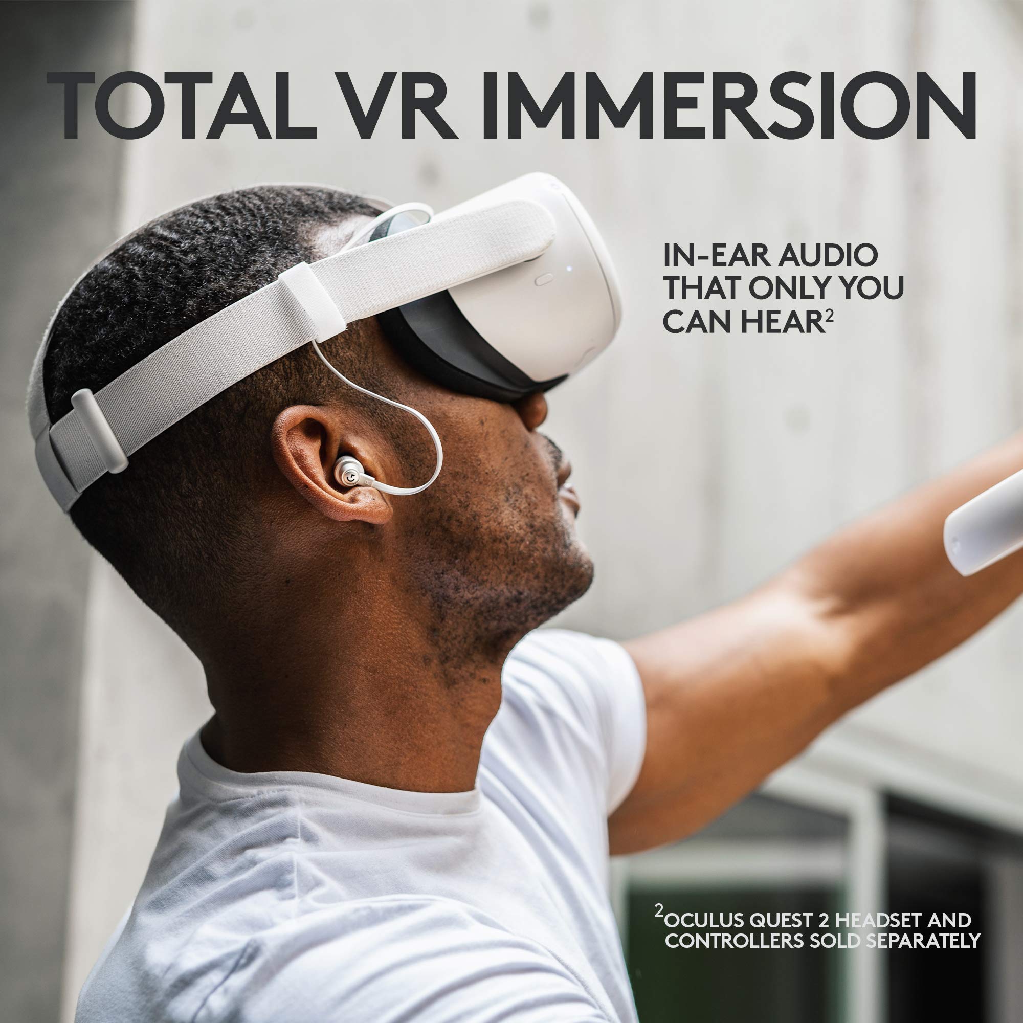 Logitech G333 VR Earphones for Oculus Quest 2 - Oculus Ready - Custom-length Cable and Straps - Dual Driver Audio Designed for Gaming - Durable Aluminum Housing - Low-Latency 3.5 mm Aux