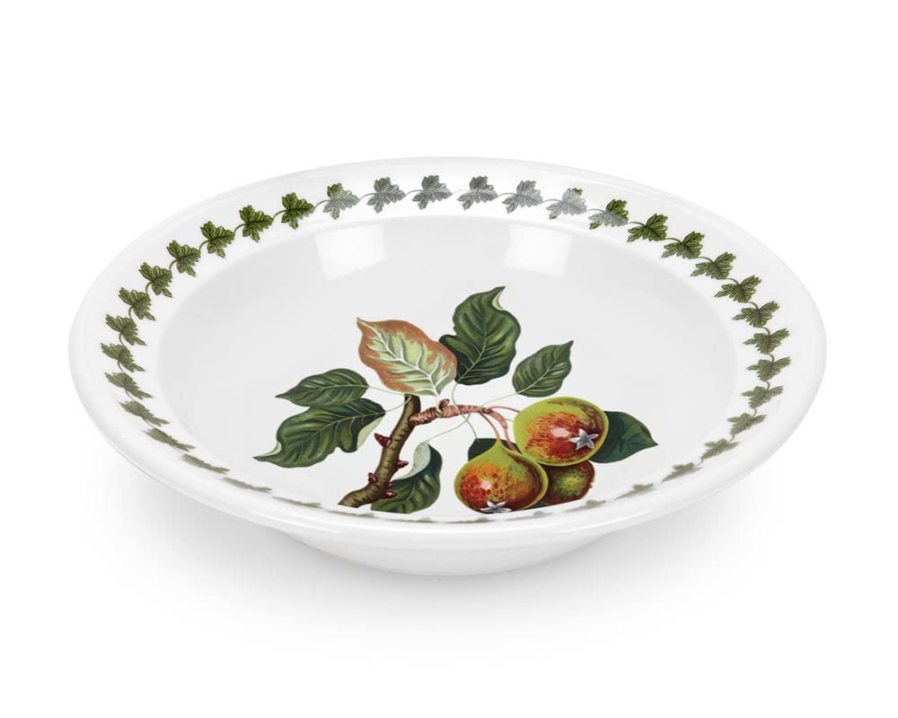 Portmeirion Pomona Collection | Set of 6 | Ceramic Dinnerware Dish Set | Microwave and Dishwasher Safe | Assorted Fruit Motifs | Made in England (Oatmeal/Soup Bowl)