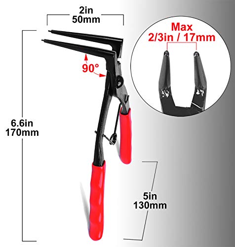 Toolwiz Snap Ring Pliers Set Heavy Duty Internal Master Cylinder Snap Ring Pliers Extra Long Snap Ring Pliers 90 Degree Long Nose Pliers for Trucks Motorcycles Cars, NOT Fit for External Snap Rings