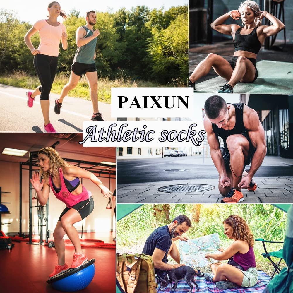 PAIXUN Mens Compression Socks For Men Women Cotton Athletic Running Workout Size 6-13 No Show Low Cut Crew Socks