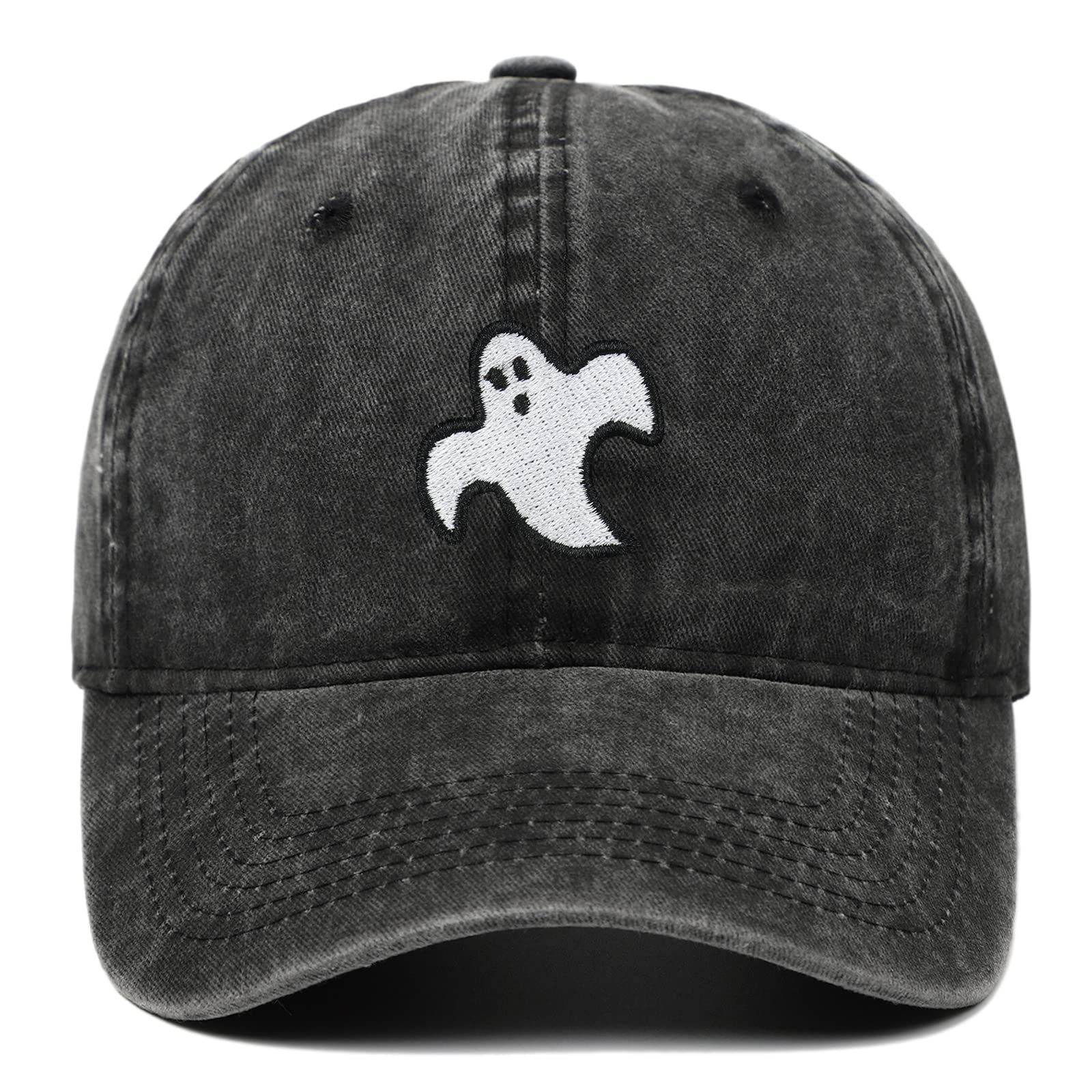 RNFENQS Funny Halloween Boo Baseball Cap Embroidered Ghost Dad Hat for Men Women Black