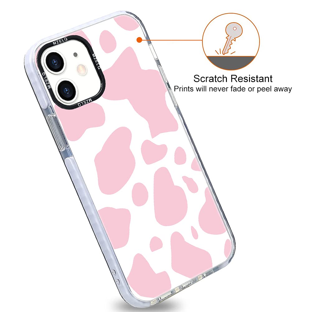 MZELQ Designed for iPhone 11 Case, Cute Pink Cow Print TPU Phone Pink Cow Patterns Case + Screen Protector Compatible with iPhone 11 6.1 inch Fit Girls Women iPhone 11 Case