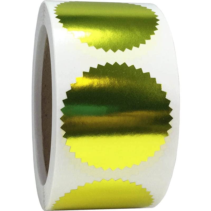 Veltec 2” Glossy Self-Adhesive Foil Seal Labels for Certificates, Notary Seals, Embossing Seals, Awards, Corporate Seals, 250 Stickers (Gold)