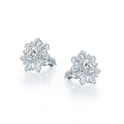 missaqua Chic Snowflake Sterling Silver Clear Cubic Zirconia Stud Earrings Jewerly Gift for women