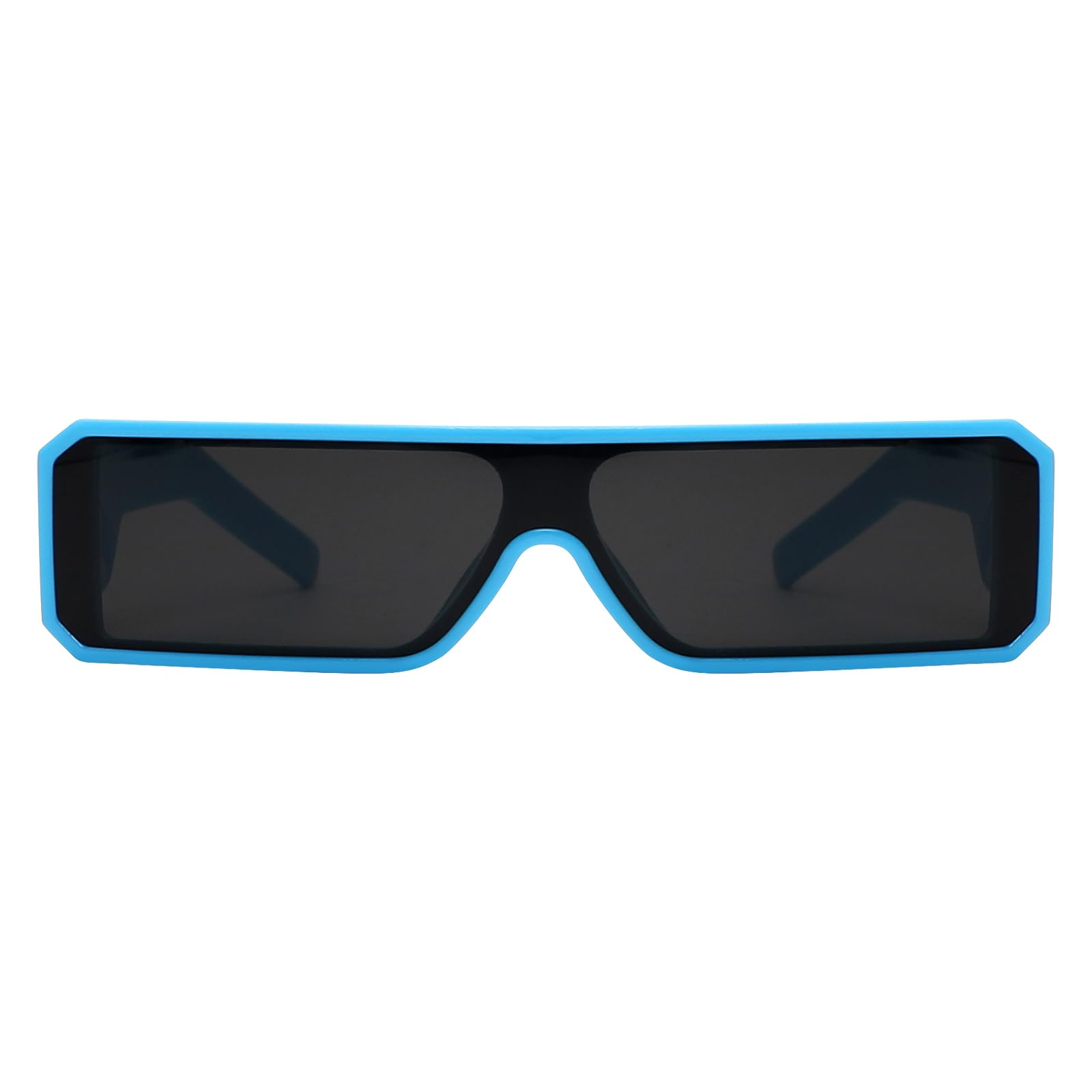 TYA Small Sunglasses for Women Men Futuristic Alien Geth Black Sun Glasses Rectangle Glossy Frame 90s Cool Tiny Shades