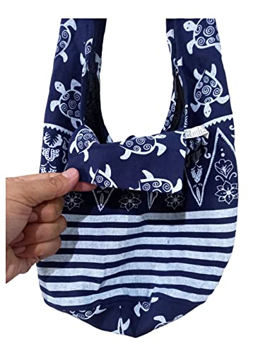Lovely Creations's Hippie Boho New Elephant Crossbody Bohemian Gypsy Sling Shoulder Bag"Small" Size (Turtle Navy Blue)