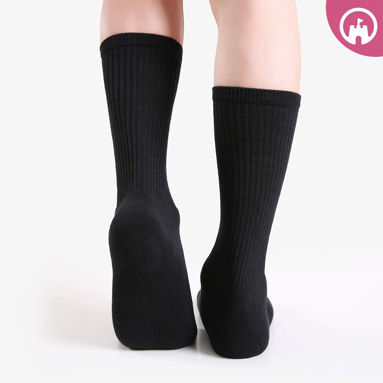 LIMPIDEE Black Socks for Women 6 Pairs Sports Long Cotton Running Socks Warm Performance Calf Womens Crew Socks 8-10