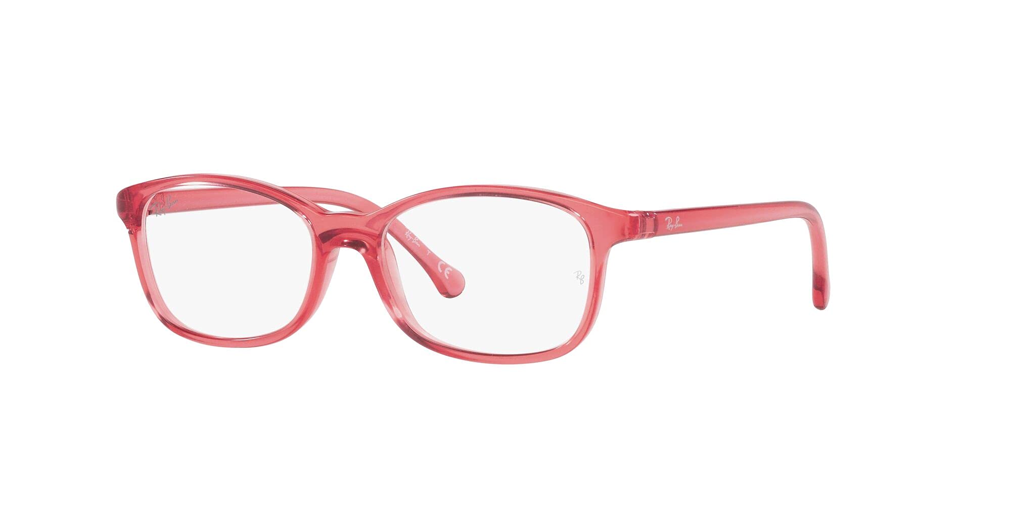 Ray-Ban Junior Kids' RY1902 Rectangular Prescription Eyewear Frames, Transparent Fuchsia/Demo Lens, 47 mm