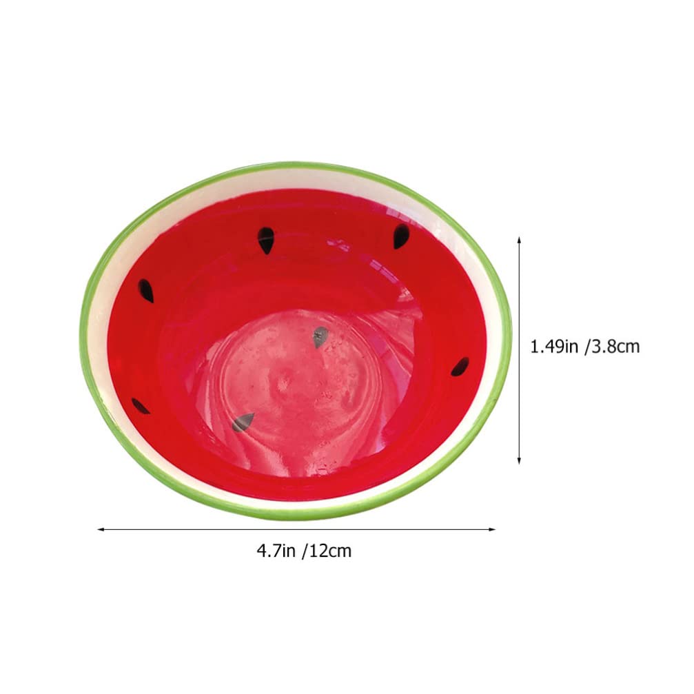 Rice Container 1 Set Dessert Bowl and Spoon Watermelon Shape Serving Bowls Ceramic Salad Bowls Kitchen Mixing Bowls Fruits Dish for Cereal Pasta Snack Appetizer Food Container Japanese