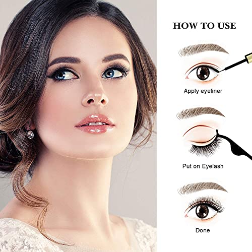 Magnetic Eyelash kit, Magnetic Eyeliner with False Lashes Natural Look-No Glue Needed (5-Pairs)